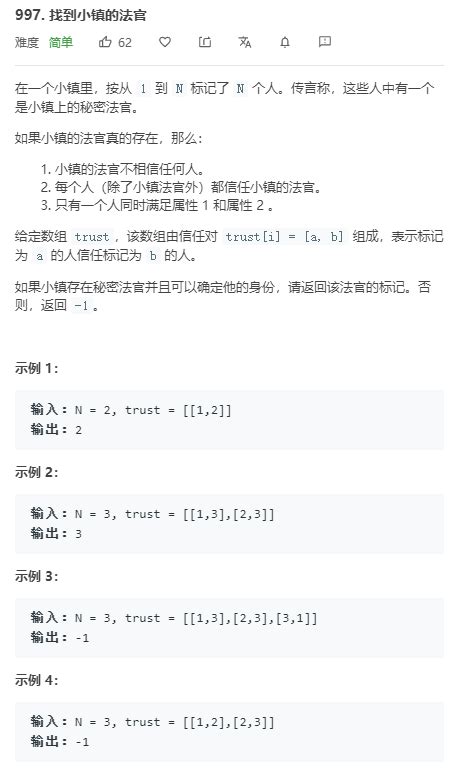 leetcode997 找到小镇的法官 java 菜鸡a 博客园
