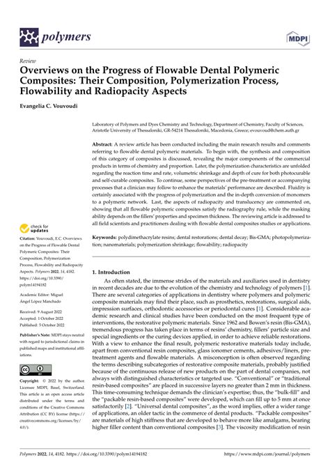 Pdf Overviews On The Progress Of Flowable Dental Polymeric Composites Their Composition