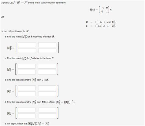 solved 1 point let f r 2 r 2 be the linear
