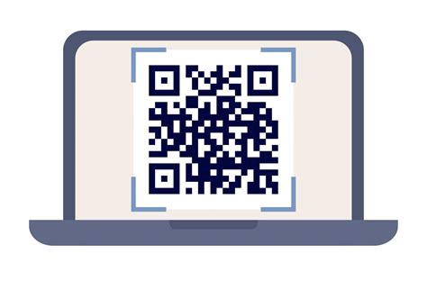 QR Code Icon Laptop With Qr Code On Screen Special Identity Code Sign Vector Flat