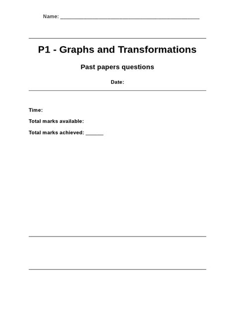 P1 Graphs And Transformations Pdf Equations Cartesian Coordinate