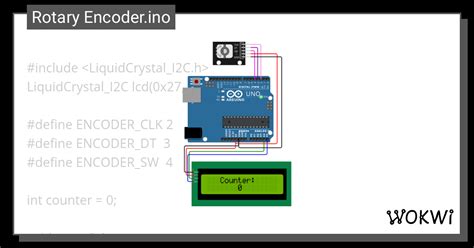 Rotary Encoder + LCD.ino - Wokwi ESP32, STM32, Arduino Simulator