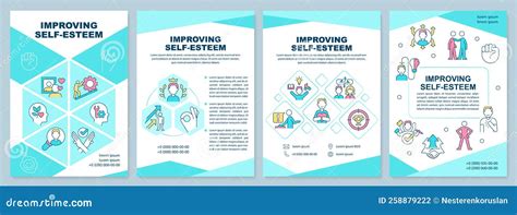 Improving Self Esteem Turquoise Brochure Template Stock Vector