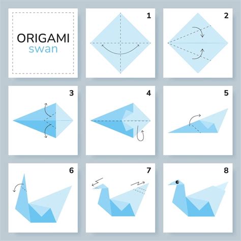 Premium Vector Swan Origami Scheme Tutorial Moving Model Origami For
