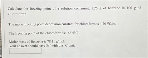 Solved Calculate the freezing point of a solution containing | Chegg.com