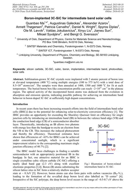 Pdf Boron Implanted 3c Sic For Intermediate Band Solar Cells