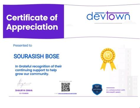 Sourasish Bose On Linkedin Devtown Rkmgec Certificate Appreciation