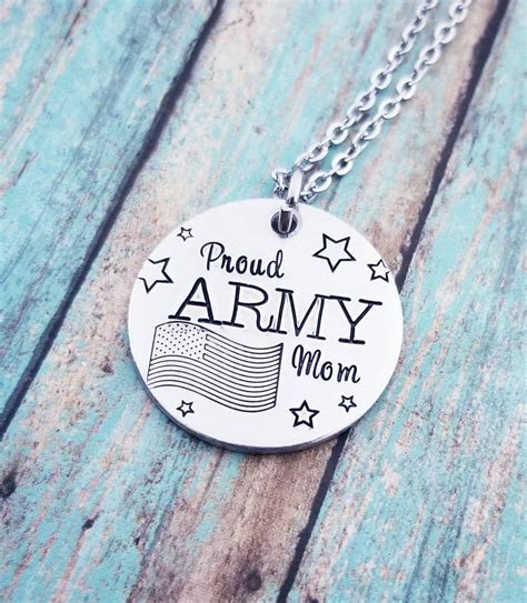 Silver Army Mom Necklace Etsy