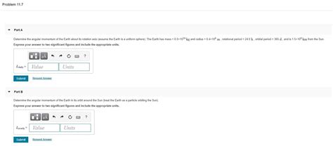 Solved Problem 11 7 Part A Determine The Angular Momentum Of Chegg Com
