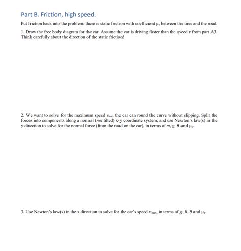 Part B Friction High Speed Put Friction Back Into Chegg Com