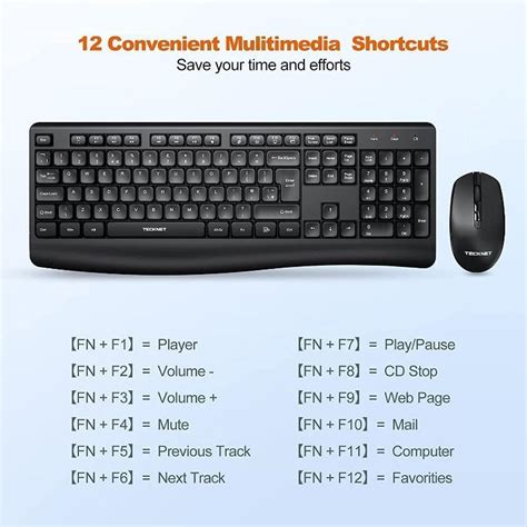 Tecknet Wireless Keyboard And Mouse Set Ergonomic 2 4g Cordless Keyboard And Mouse Combo With