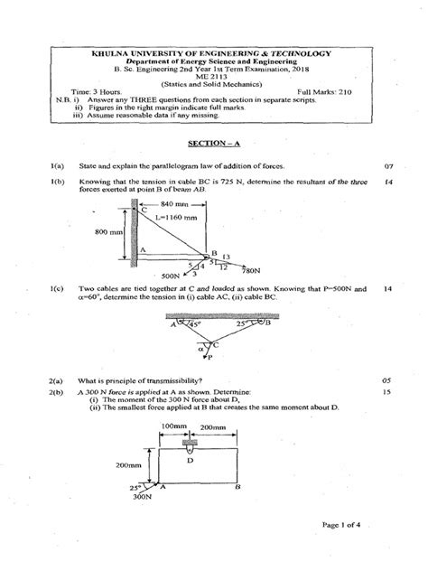 B Sc Engineering 2nd Year 1st Term Regular Examination 2018 Pdf
