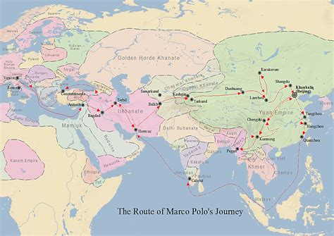 The Route Of Marco Polos Journey Brilliant Maps