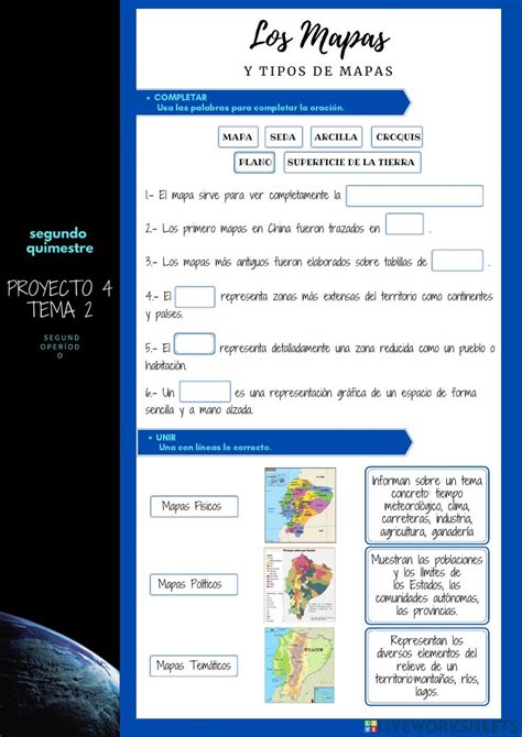 Mapas Y Tipos De Mapas Worksheet