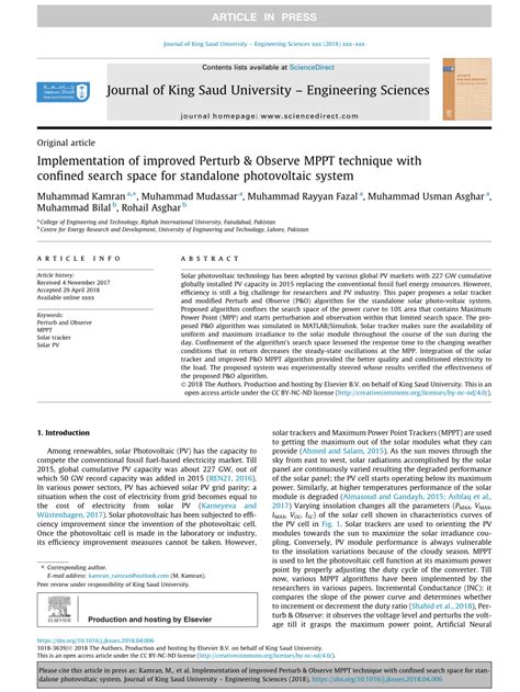 Pdf Implementation Of Improved Perturb And Observe Mppt Technique With