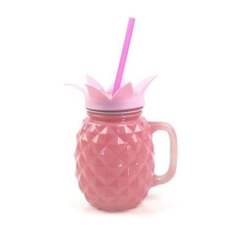 Pink Pineapple Shaped Glass Mug