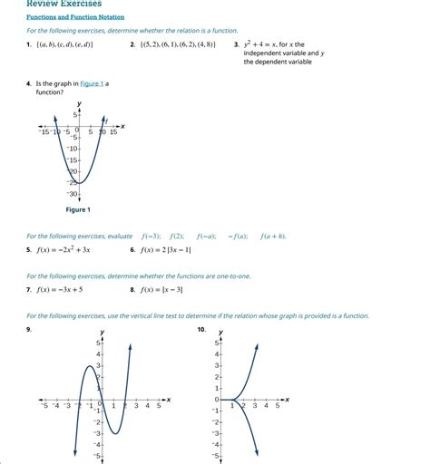 review exercises functions and function notation for the following