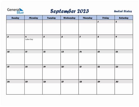September 2023 Monthly Calendars With United States Holidays