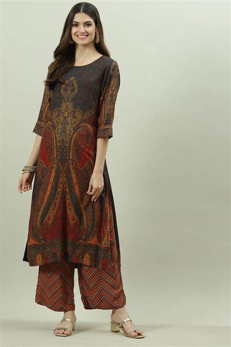 Rust Rayon Palazzo At Biba India