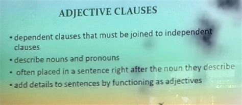 Adjective Clauses Dependent Clauses That Studyx