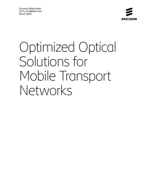 Optical Solutions For Mobile Transport Networks Pdf Computer Network 4 G