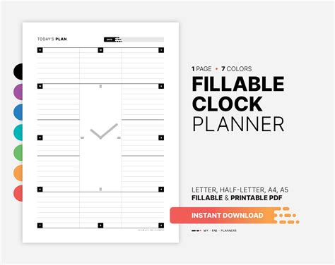 Fillable Clock Planner Daily Routine Printable Pdf Etsy