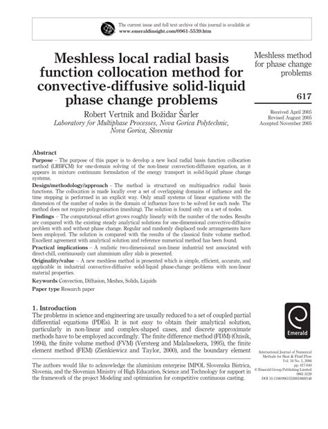 Pdf Meshless Local Radial Basis Function Collocation Method For