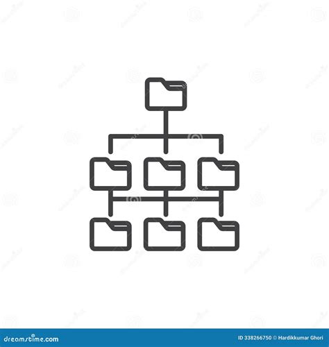 Folder Tree Icon Set Directory Structure Vector Symbol Data Sub Folder Hierarchy Pictogram In