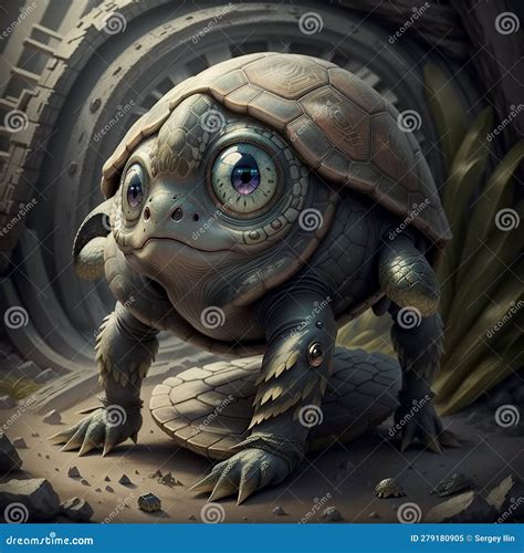 Fantastic Turtle In Forest Generative Ai Stock Illustration