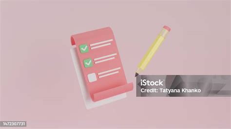 분홍색 배경에 클립보드와 연필 메모장 아이콘입니다 클립 보드 작업 관리 할 일 체크리스트 작업 프로젝트 계획 개념 빠른 체크리스트 생산성 체크리스트 3d 렌더링 3차원