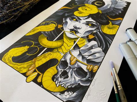 Neo Traditional Medusa Tattoo