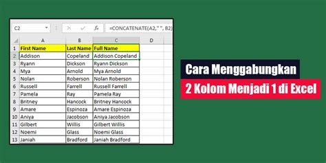 Cara Menggabungkan 2 Kolom Menjadi 1 Di Excel
