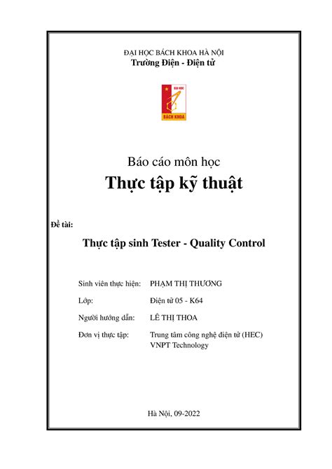 B o c o Th c t p K thu t - Thực tập cơ bản - ĐẠI HỌC BÁCH KHOA HÀ NỘI Trường Điện - Điện tử Báo ...