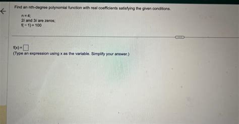 solved find an nth degree polynomial function with real