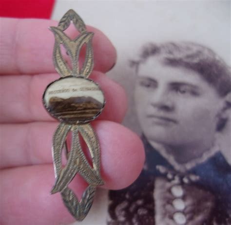 Victorian Era Antique Unusual Pin Brooch With Cellulo Gem