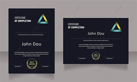 Class Completion Certificate Design Template Set Vector Reward Business