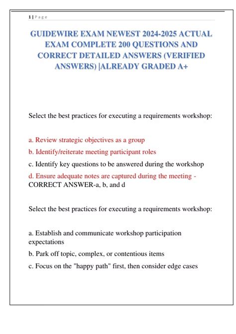 Guidewire Exam Newest Actual Exam Complete 200 Questions And Correct Detailed Answers Verified