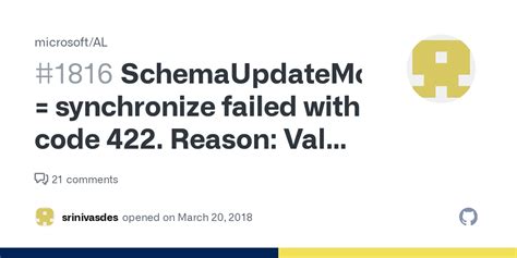 Schemaupdatemode Synchronize Failed With Code 422 Reason Value Cannot Be Null · Issue 1816