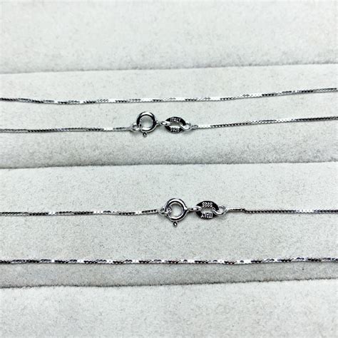 S925银链女盒子链锁骨链搭配吊坠细链0 6mm银饰简约颈链时尚饰品 虎窝淘