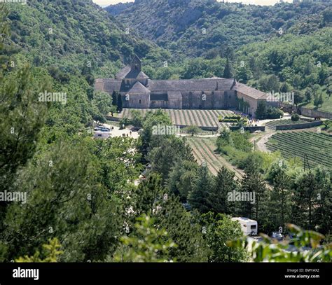 France Europe Provence Vaucluse Abbey Senanque Panorama Fields Wood
