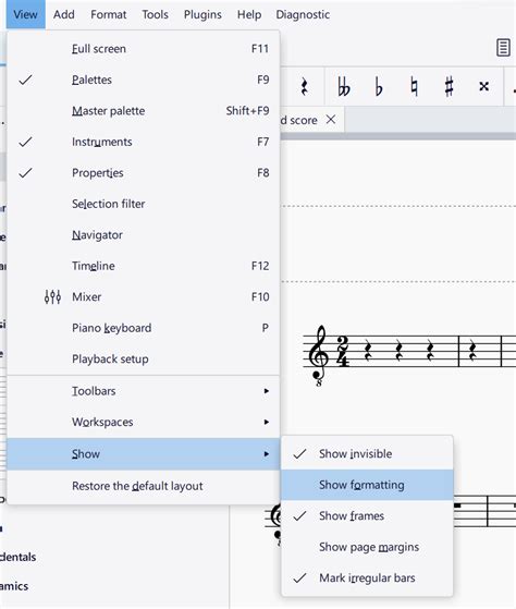 Irregular Measure Indictors Hidden When Show Formatting Is Disabled · Issue 20045 · Musescore