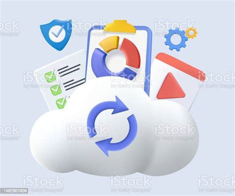 3d 클라우드 스토리지 아이콘입니다 데이터 전송 기능이 있는 디지털 서비스 또는 앱 데이터가 포함된 디지털 파일 정리 서비스 또는 앱 3차원 형태에 대한 스톡 벡터 아트 및