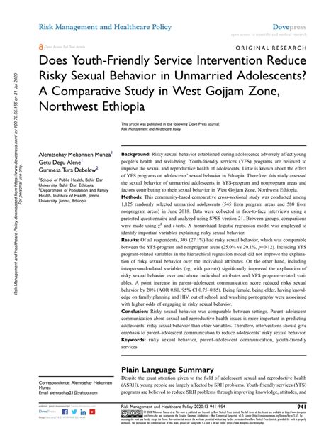 Pdf Does Youth Friendly Service Intervention Reduce Risky Sexual Behavior In Unmarried
