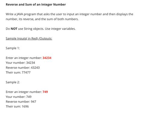 Solved Reverse And Sum Of An Integer Number Write A Java
