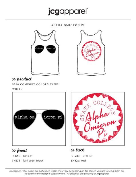 Aopi Alphaomicronpi Comfort Colors Tank Alpha Omicron Pi Custom Screen Printing