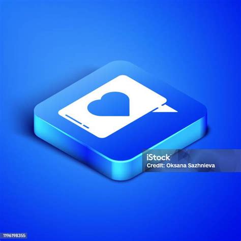 파란색 배경에 격리된 등각 투영 좋아요 및 하트 아이콘입니다 카운터 알림 아이콘입니다 추종자 인스타 파란색 사각형 버튼입니다 벡터 일러스트레이션 개념에 대한 스톡 벡터 아트