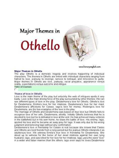 Major Themes In Othello Pdf Othello Iago