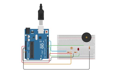 circuit design foto direnç İle led kontrolü buzzerli tinkercad