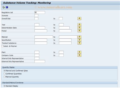 CBRC SAP Tcode Substance Volume Tracking Monitoring