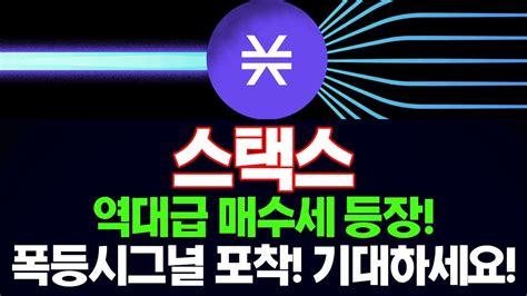 스택스 역대급 매수세 등장 폭등시그널 포착 기대하세요 Youtube